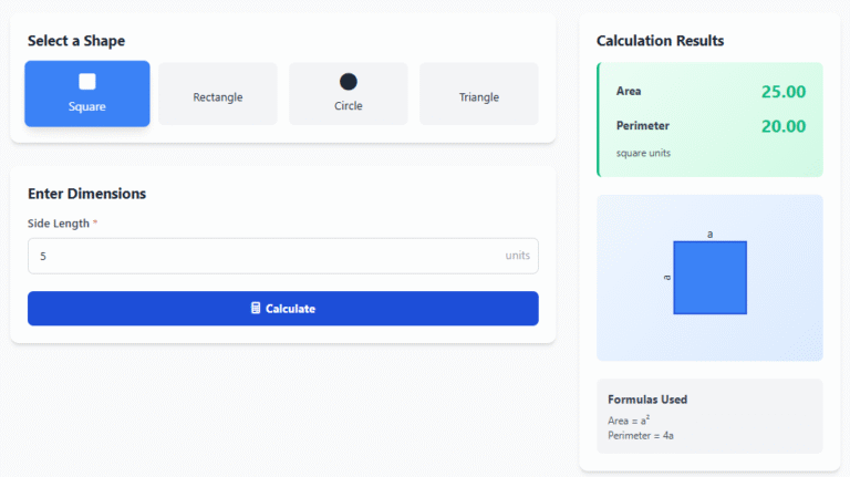 Area & Perimeter Calculator | Quick & Accurate Tool